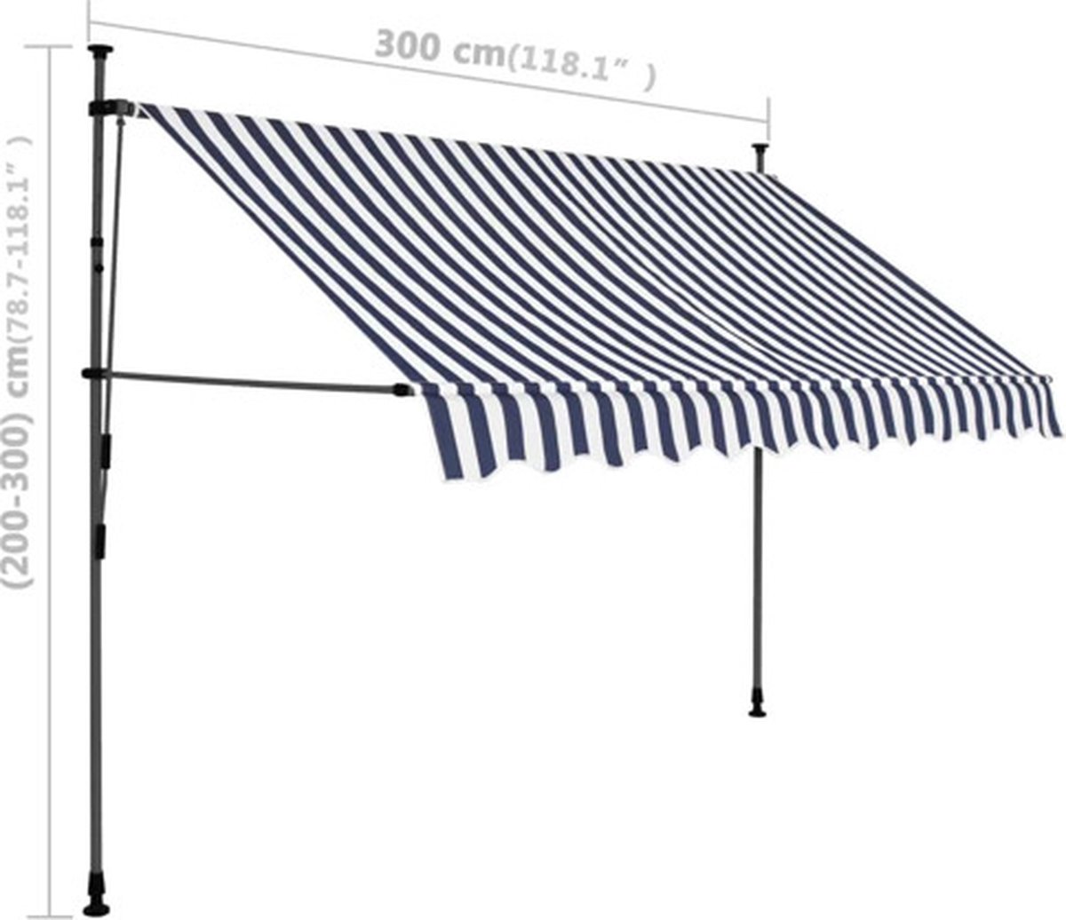 vidaXL Luifel handmatig uittrekbaar met LED 300 cm blauw en wit | bol.com