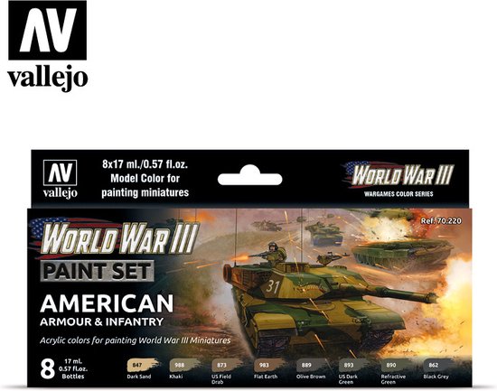 Model Color - WWIII American Armour & Infantry Set - Vallejo - VAL ...
