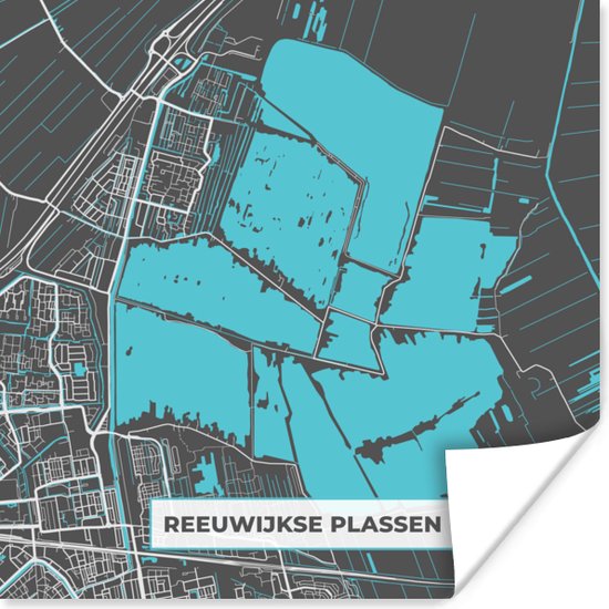 Poster Plattegrond - Reeuwijkse Plassen - Stadskaart - Water - Kaart ...