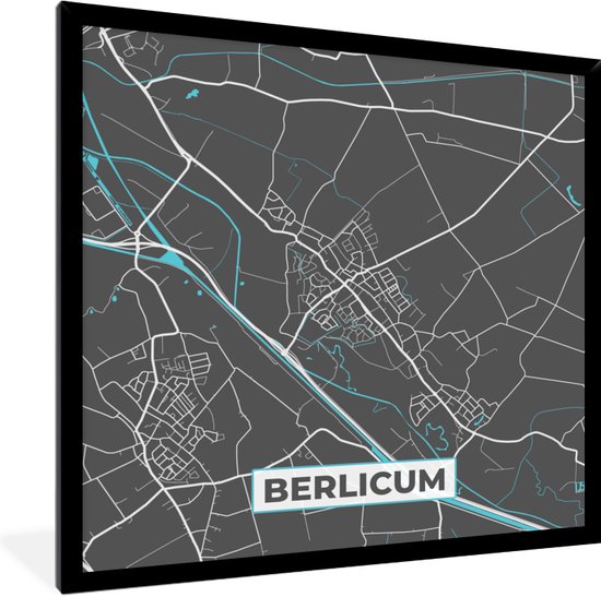 Fotolijst incl. Poster - Berlicum - Blauw - Stadskaart - Plattegrond ...
