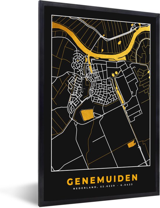 Fotolijst incl. Poster - Plattegrond - Stadskaart - Genemuiden - Kaart ...