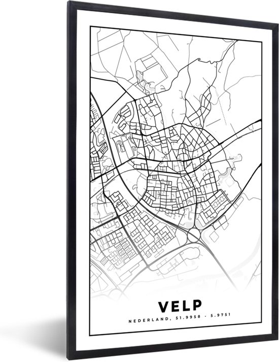 Fotolijst incl. Poster - Plattegrond - Velp - Kaart - Stadskaart ...