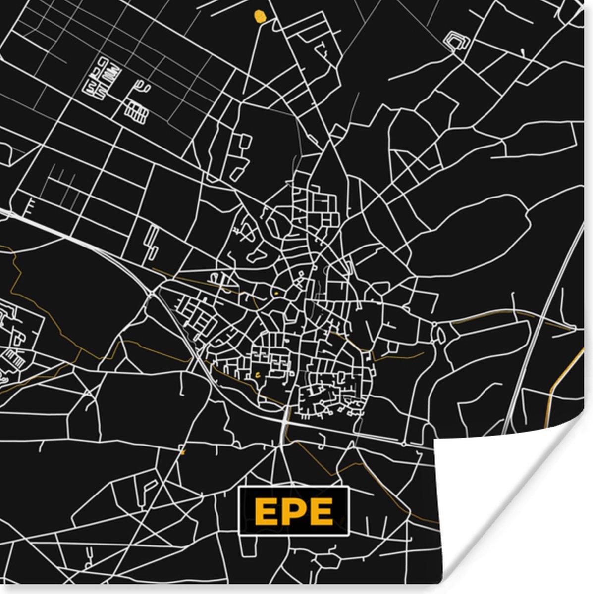 Poster Plattegrond - Epe - Goud - Kaart - Stadskaart - 50x50 cm | bol.com