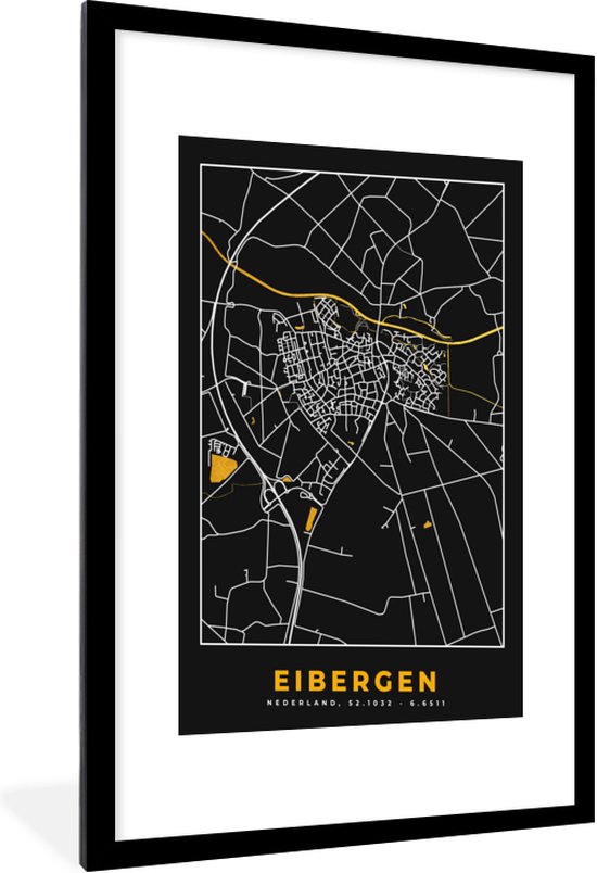 Fotolijst incl. Poster - Eibergen - Goud - Stadskaart - Plattegrond ...