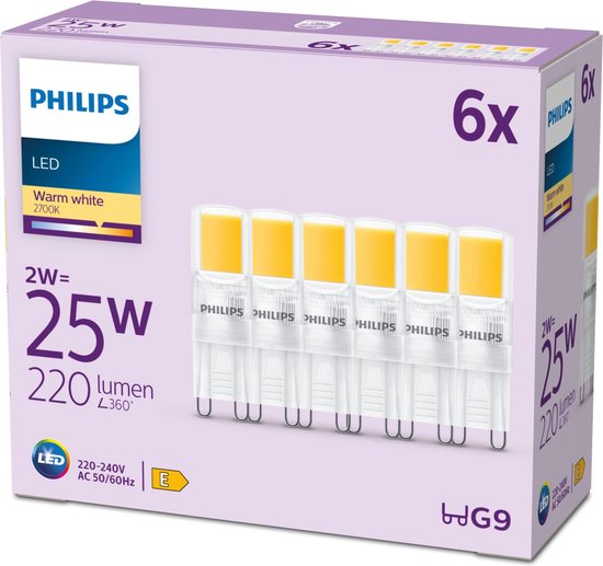 Philips LED Capsule - 25 W - G9 - Warmwit licht - 6 stuks | bol.com