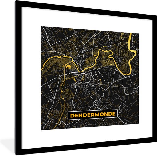 Fotolijst incl. Poster - Goud - Dendermonde - Plattegrond - Stadskaart ...