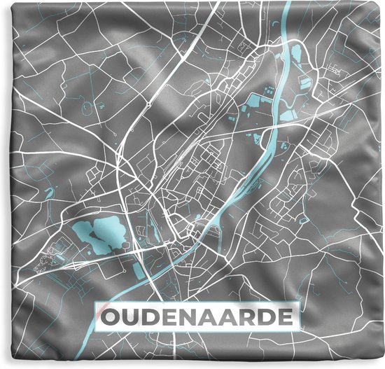 Kussenhoes 45x45 cm - Stadskaart – Grijs - Kaart – Oudenaarde – België ...
