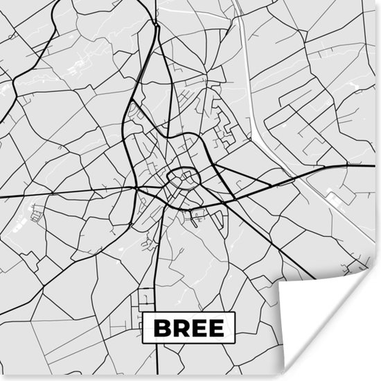 Poster Zwart Wit – België – Plattegrond – Stadskaart – Kaart – Bree ...