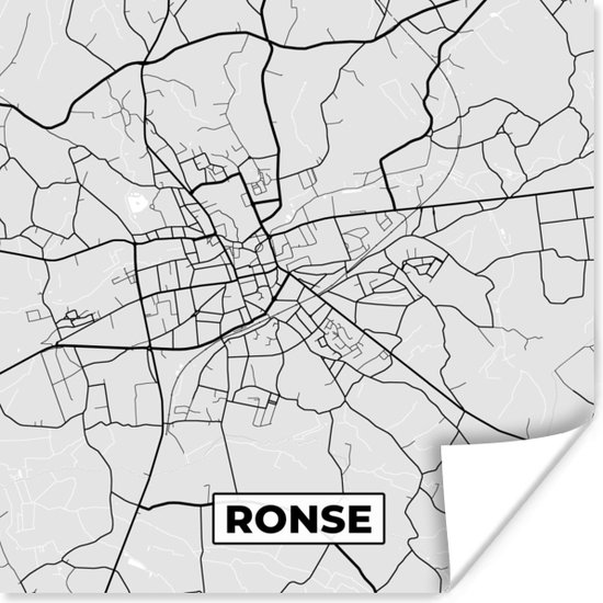 Poster Zwart Wit – België – Plattegrond – Stadskaart – Kaart – Ronse ...