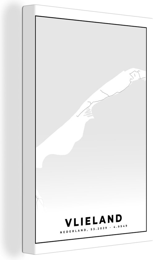 Canvas Schilderij Eiland - Kaart - Vlieland - Plattegrond - Stadskaart ...