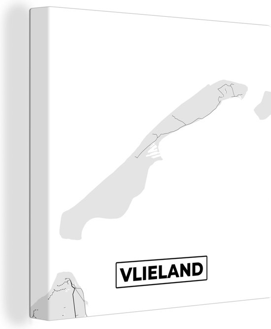 Canvas Schilderij Kaart - Vlieland - Eiland - Plattegrond - Stadskaart ...