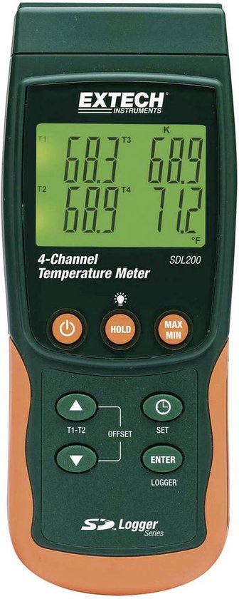 Extech SDL200 Temperatuurmeter - 4 kanalen - datalogger - data op SD ...