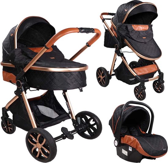Cangaroo Alma Black 3-in-1 Combi Kinderwagen incl. Autostoel | bol.com