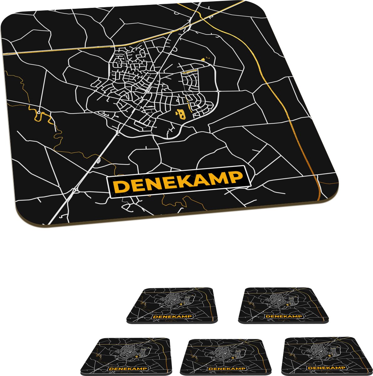 Onderzetters voor glazen - Plattegrond - Denekamp - Goud - Kaart ...