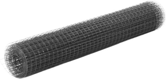 vidaXL Kippengaas 25x1 m staal met PVC coating grijs | bol