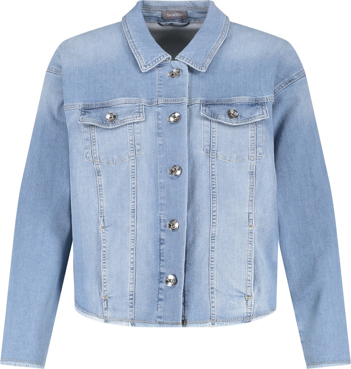 SAMOON Dames Denim jack met gerafelde zomen | bol.com