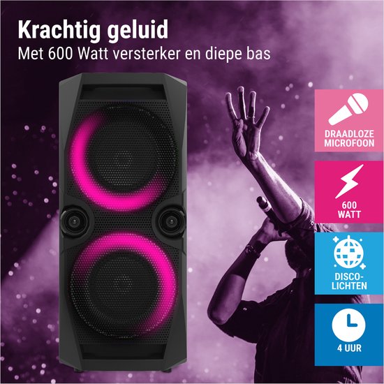iDance DJX600 Party Speaker – Bluetooth Speaker met Discolicht – 600 ...
