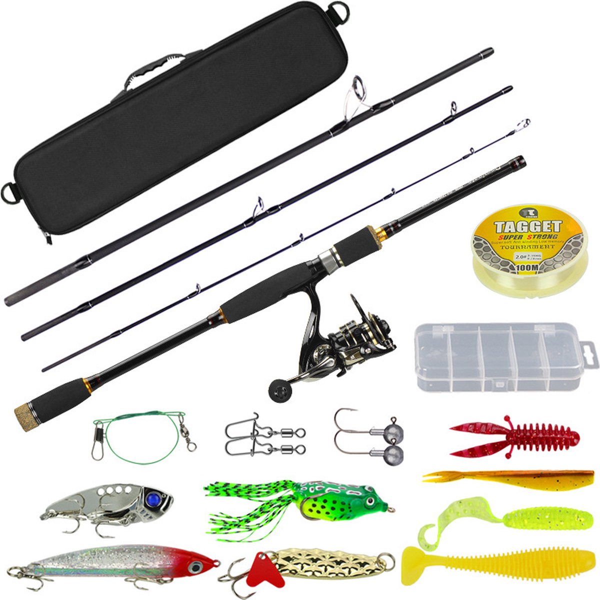 17 delige vishengel set - Spinhengel - Hengel - Werphengel 2,1m ...