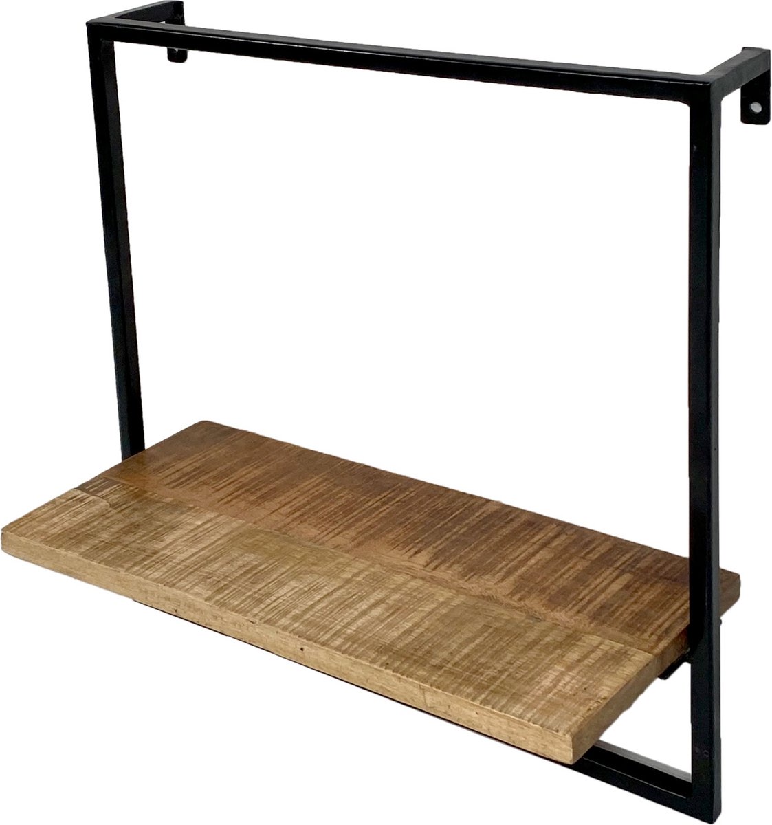 Wandplank - Hangplank - Boekenplank 50x50x25 cm - Mangohout - Metalen ...