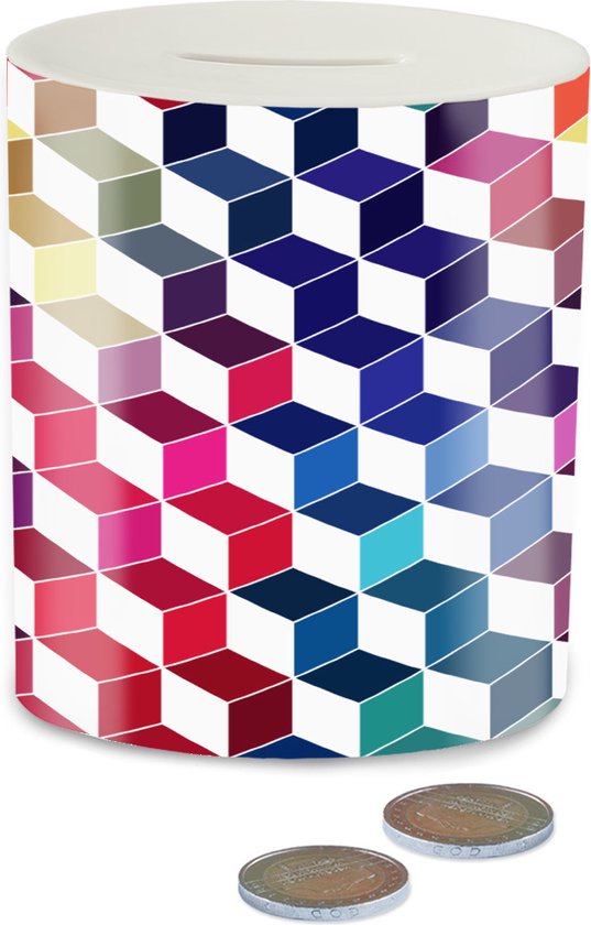 Spaarpot - Spaarblik - Design - 3D - Blok - Kleuren - Spaarpotten ...