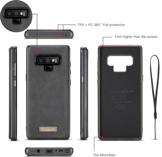 Caseme Luxe Wallet 2in1 Bookcase voor Samsung Galaxy Note 9 - Zwart ...