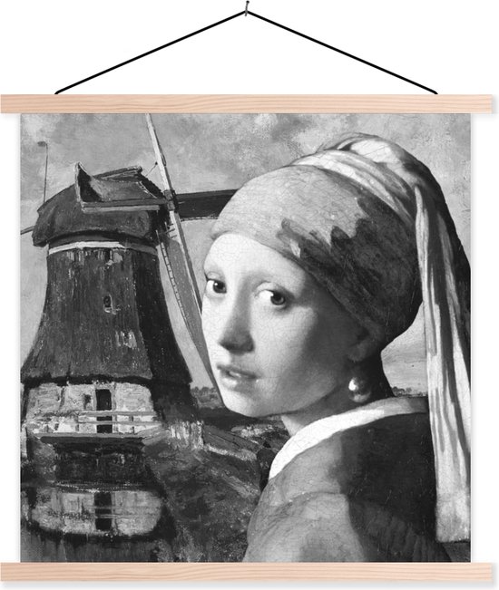 Het meisje met de parel - Johannes Vermeer - Zwart - Wit | bol.com