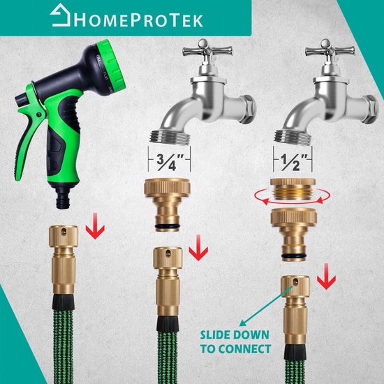 Flexibele tuinslang, 15 m, 3-voudige latex waterslang, flexibel, met ...