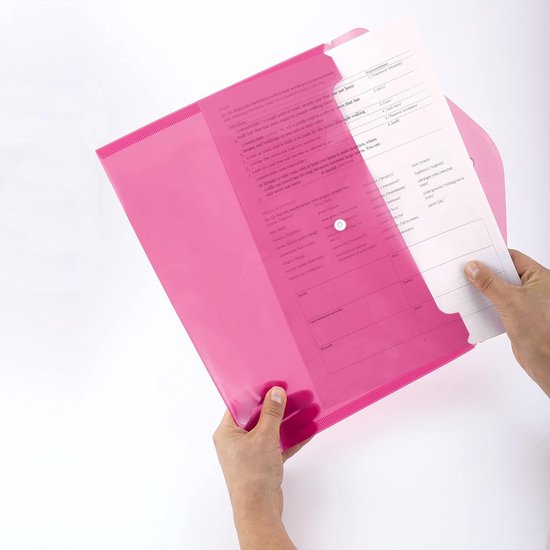 Documentenmap met drukknop - 12 stuks - Roze | bol