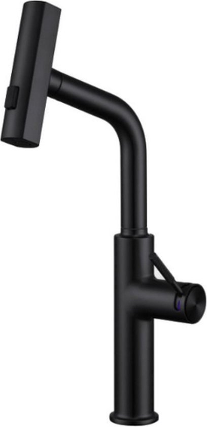 Zwarte design keukenmengkraan met uittrekbare handdouche en sproeier | bol
