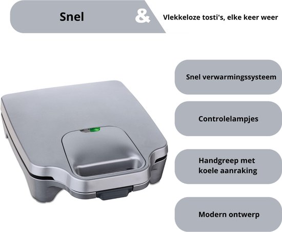 LifeStages - Croque Monsieur Toestel - 900W - Sandwich Maker voor 2 ...
