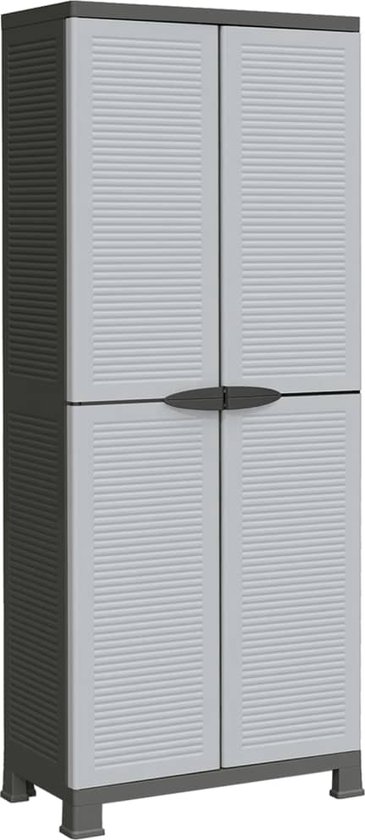 vidaXL Opbergkast Kunststof 2 Deuren Grijs Opslagkast - Bergruimte ...