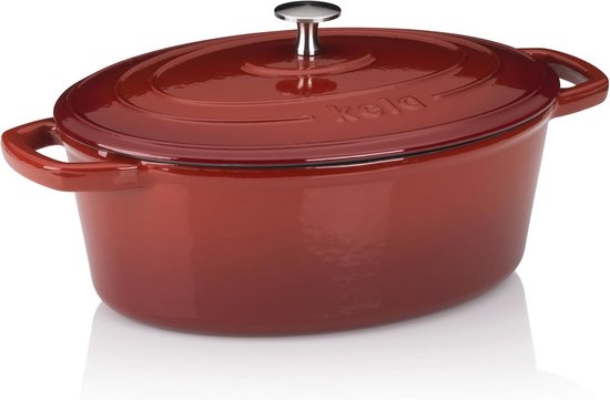 Cocotte ovale en fonte 4 litres - Compatible induction et cuisson du pain - Émaillée... | bol