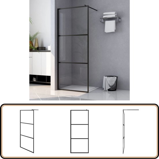 vidaXL Inloopdouchewand ESG-glas 100x195 cm Zwart Inloopdouche ...