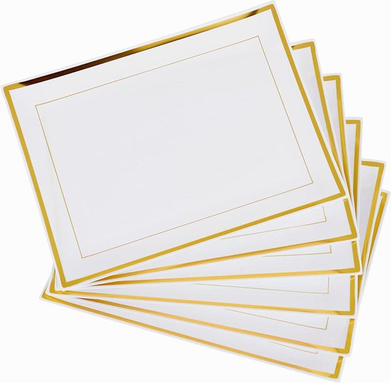 Witte Plastic Dienbladen met Gouden Rand - Stevig en Herbruikbaar - 6 ...