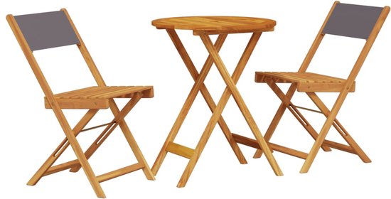 vidaXL Bistroset 3-delig - Hout en Stof - Antraciet Tuinmeubel - Bistro ...