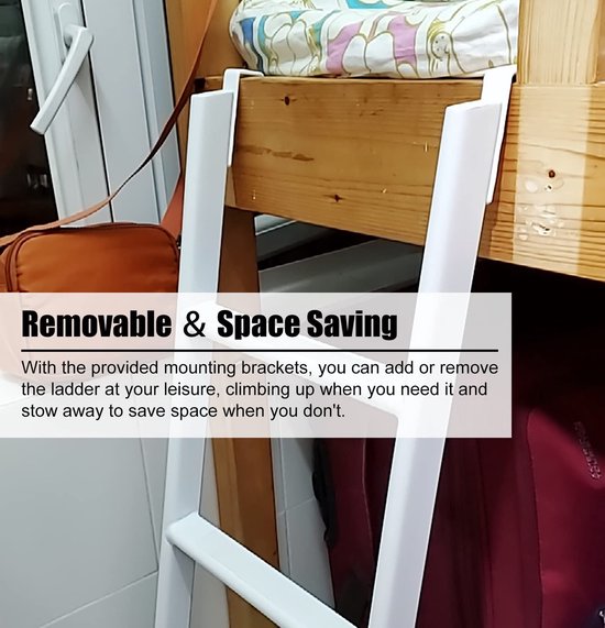 Stapelbed Ladder Ruimtebesparende Rv Stapelbed Ladder met Haak, Witte ...