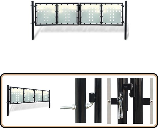 vidaXL Tuinpoort Enkel - 300x125 cm - Zwart Staal Tuinpoort - Hekje ...