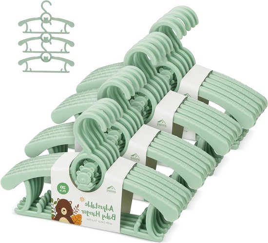 20 stuks uitschuifbare plastic kinderkleerhangers - ruimtebesparende ...