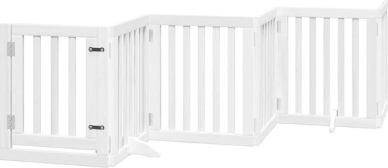 FIONERA Hondenhek inklapbaar met deur 15 panelen 750cm populierhout wit | bol