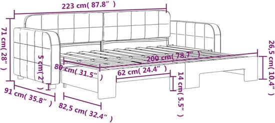 vidaXL Slaapbank met onderschuifbed - Fluweel Blauw Slaapbank ...
