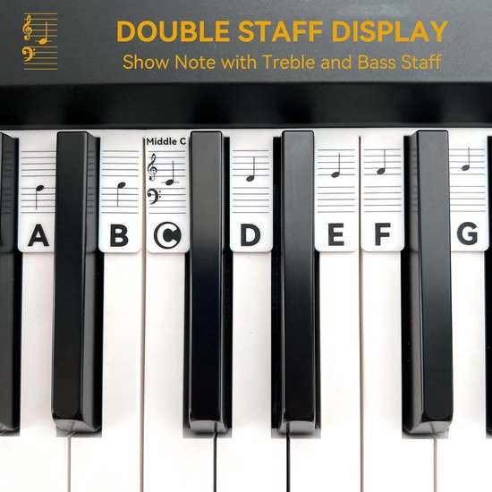 Keyboard Sticker 88 Key Notes Guide for Beginners - Removable Reusable ...