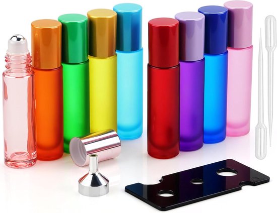 Roll-on glazen flessen - Set van 9 stuks van 10 ml voor etherische olie ...