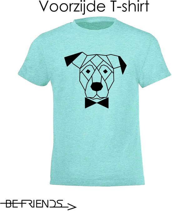 Be Friends T-Shirt - Hond & Strik - Kinderen - Mint groen - Maat 11-12 ...