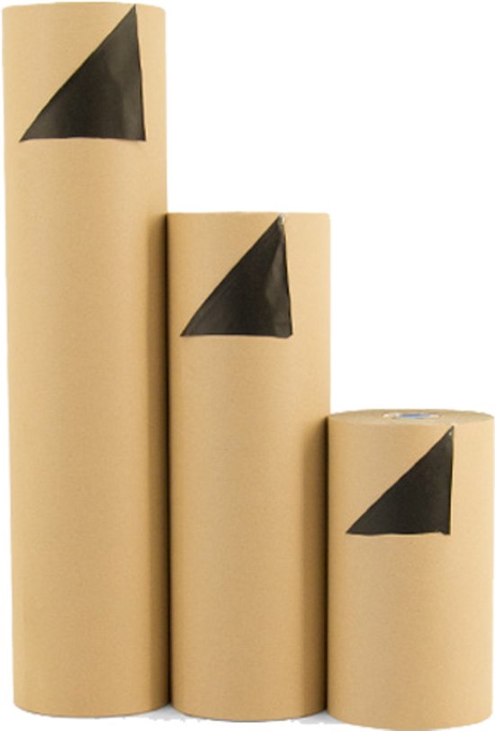 Kado Design - Cadeaupapier - Inpakpapier - Duo · bruin kraft & zwart - Bruin - 30 cm x... | bol