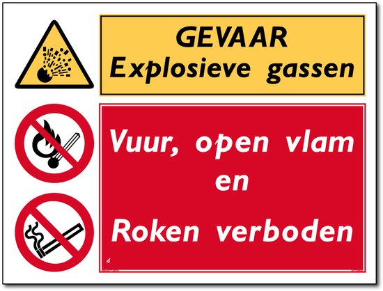 Gevaar Explosieve gassen Vuur, open vlam en roken verboden ...