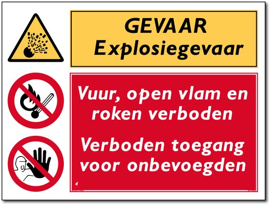 Gevaar explosiegevaar / vuur, open vlam en roken verboden / verboden ...