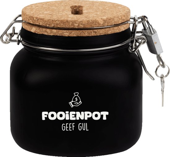 Spaarpot - Fooienpot, geef gul - Glas - 10,5x11x12,5cm | bol