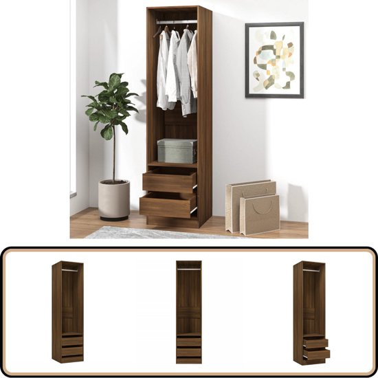 vidaXL Kledingkast - Bruin Eikenkleur - 50x50x200 cm Garderobe - Kast ...