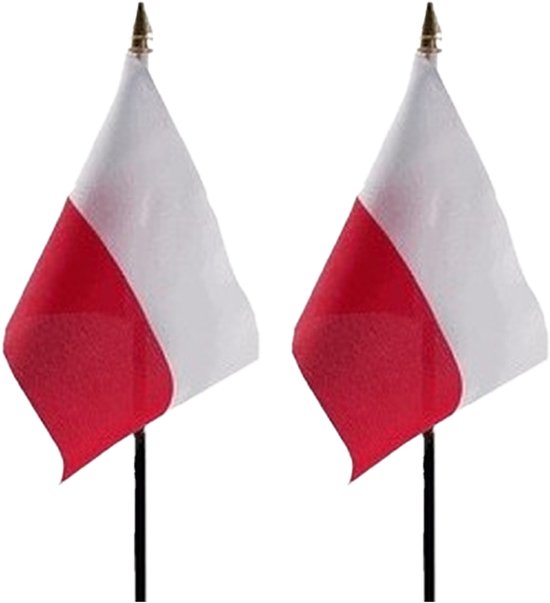 Polen - 2x - mini vlaggetje van 10 x 15 cm op stokje - Landen vlag ...