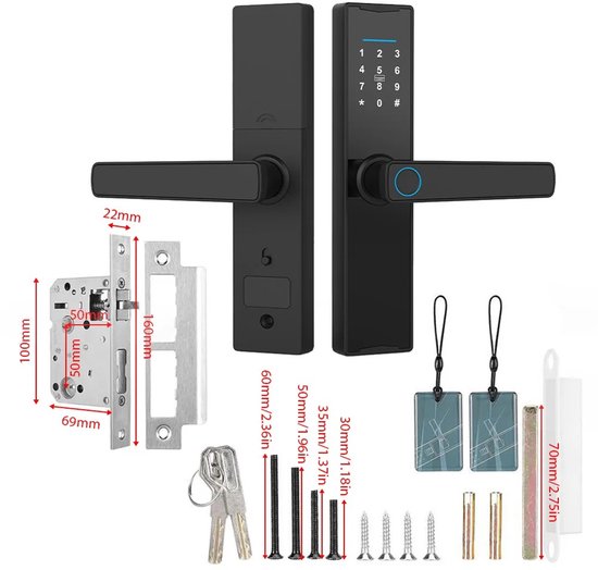 Collox Deurklink met slot - Vingerafdrukslot - Elektronisch ...